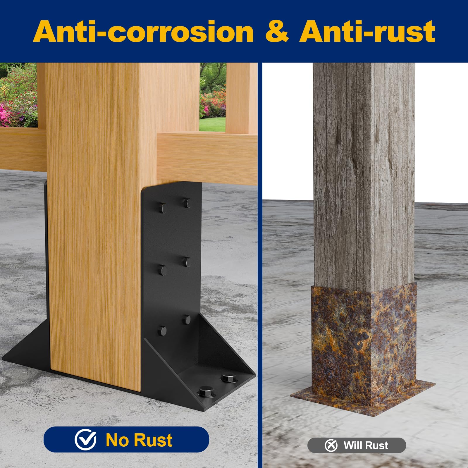 Snapklik.com : 6x6 Post Base 4 Pcs, Inner Size 56"x56" Wood Post ...