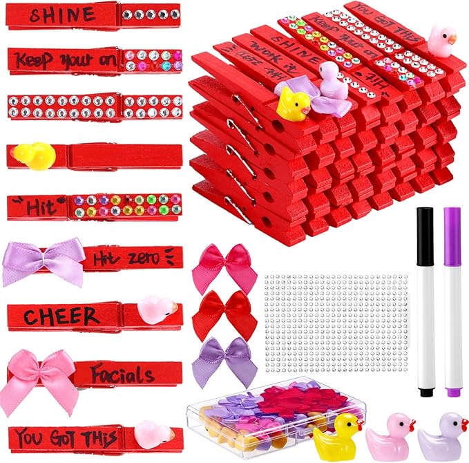 Amazon.com: Dingion 60 Set Cheer Pins Spirit Clips Include 60 Wooden ...