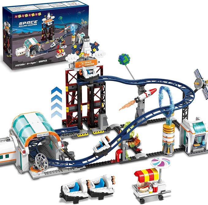 Amazon.com: HOGOKIDS Space Roller Coaster Building Toy - 888PCS Coaster ...