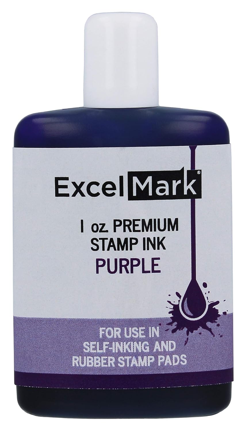 ExcelMark Premium Self-Inking Stamp Refill Ink - 1 oz. (Purple ...