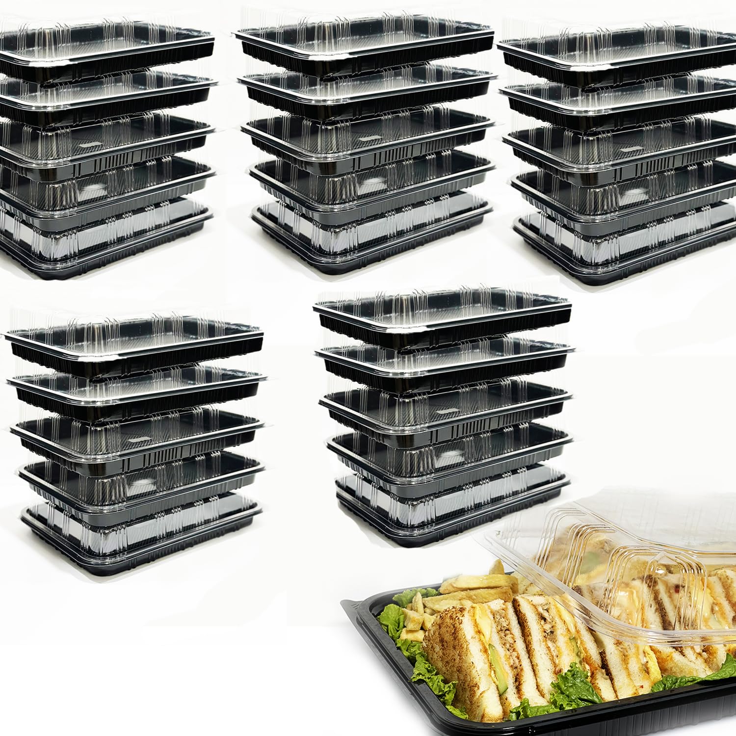 Amazon.com | TRAYA Pack of 25 Serving Tray With lid - Reusable Catering ...