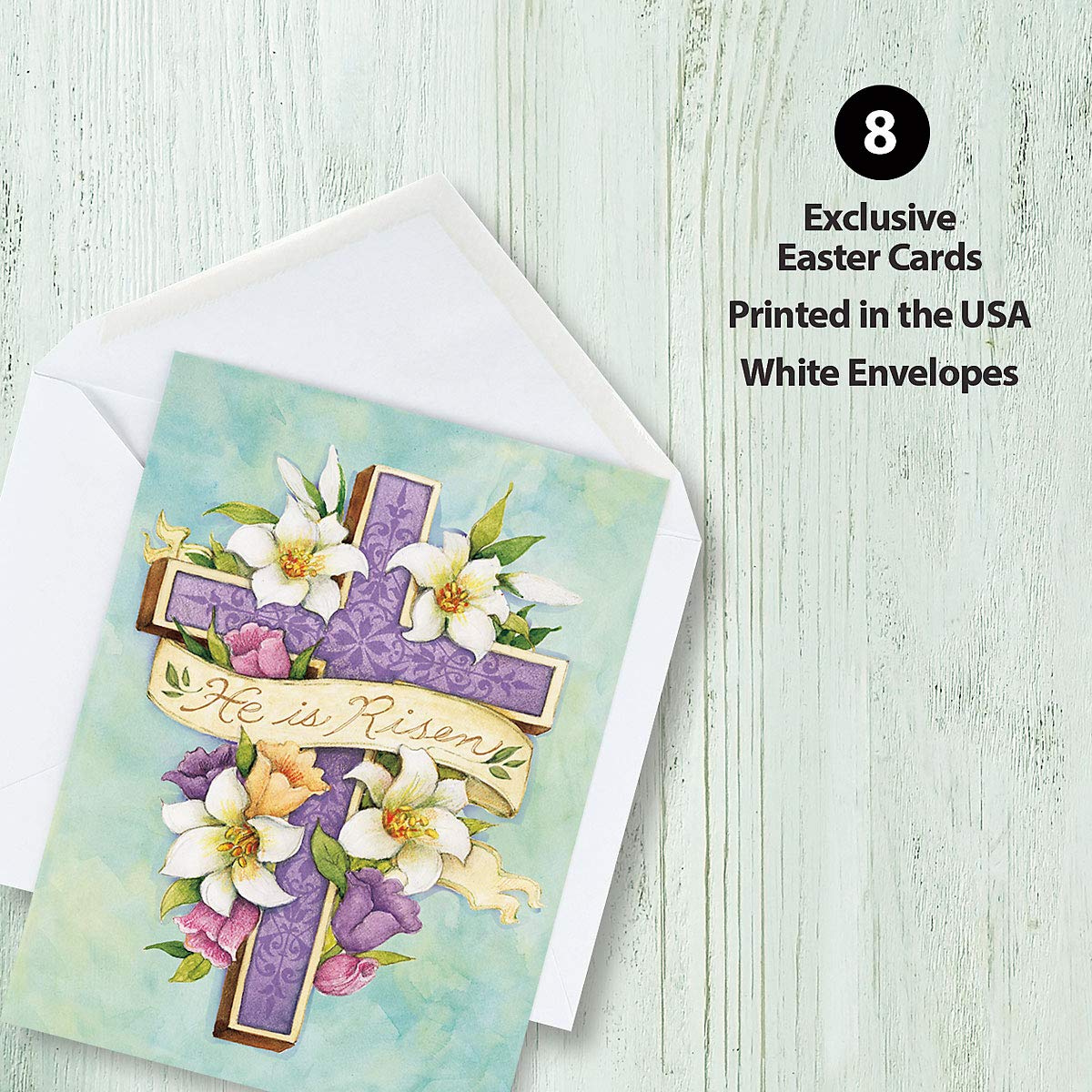 Snapklik.com : Easter Cross Religious Greeting Cards - Set Of 8 Large 5 X 7