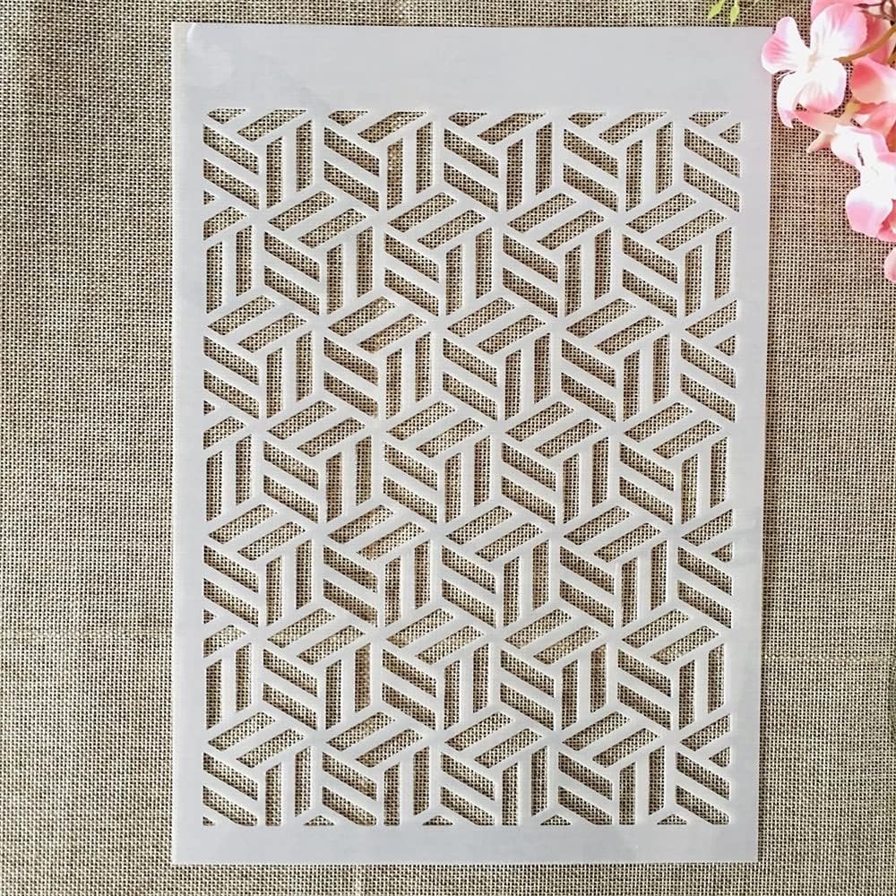 Amazon.com : A4 29cm 3D Cube Geometry Stencils for Painting on Wood ...