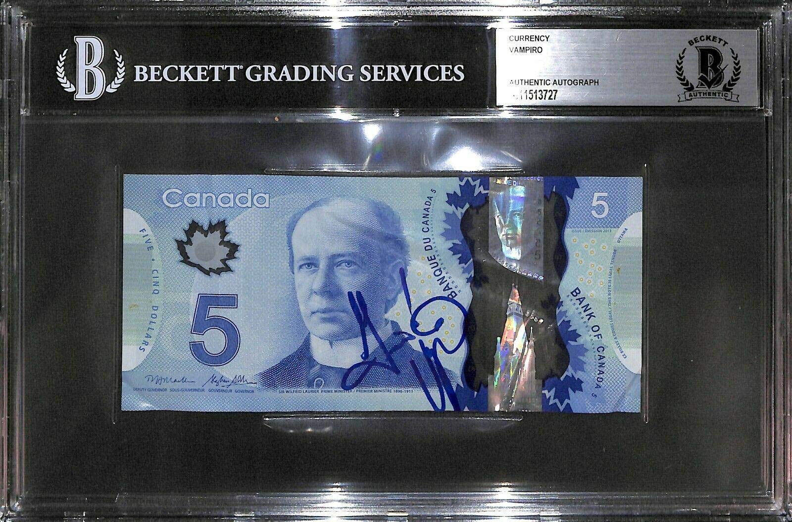 Buy Vampiro Signed Canadian $5 Five Dollar Bill BAS Beckett COA WCW AAA ...