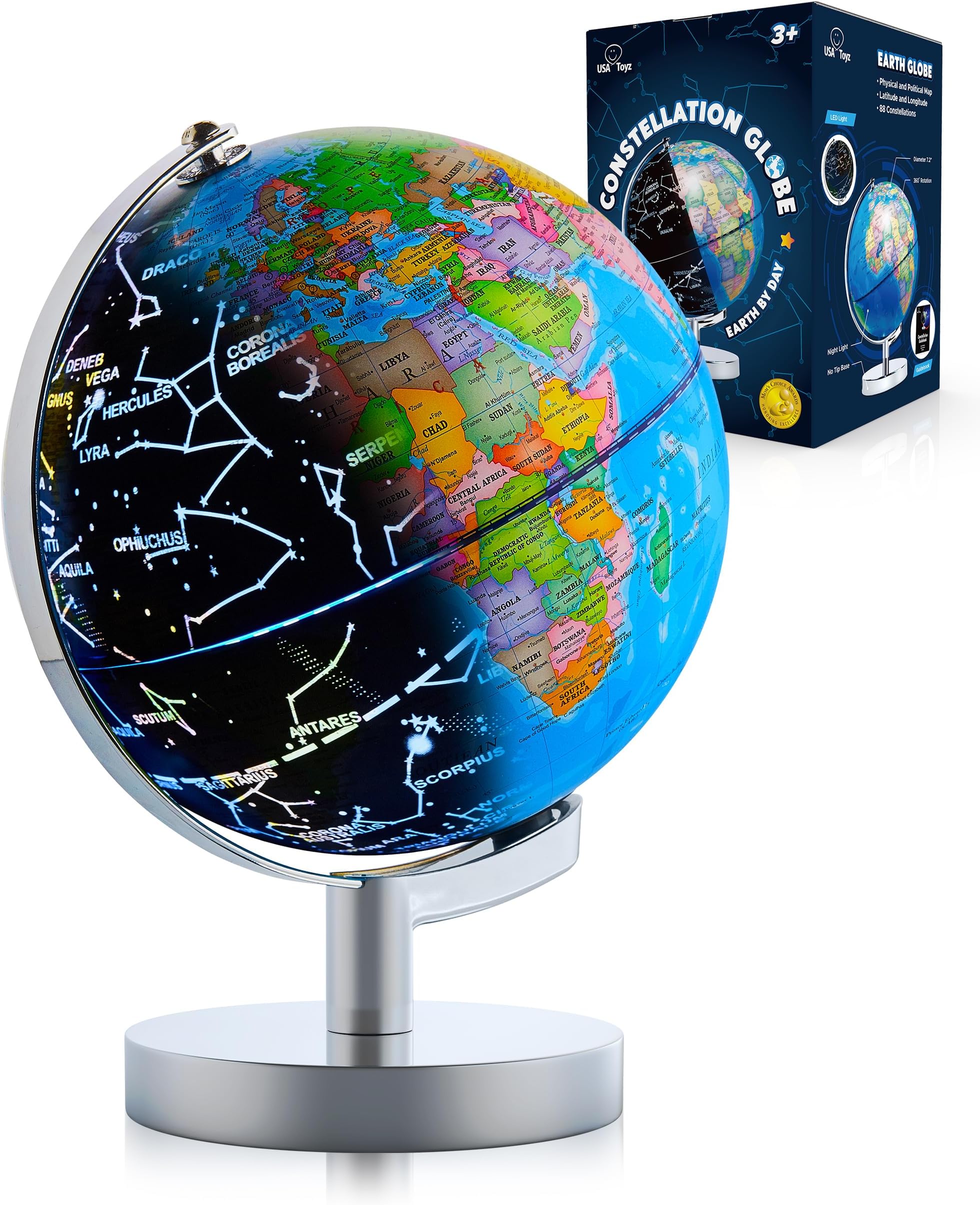 Amazon.com: Illuminated Globes for Kids - 8” Light Up World Globe With ...