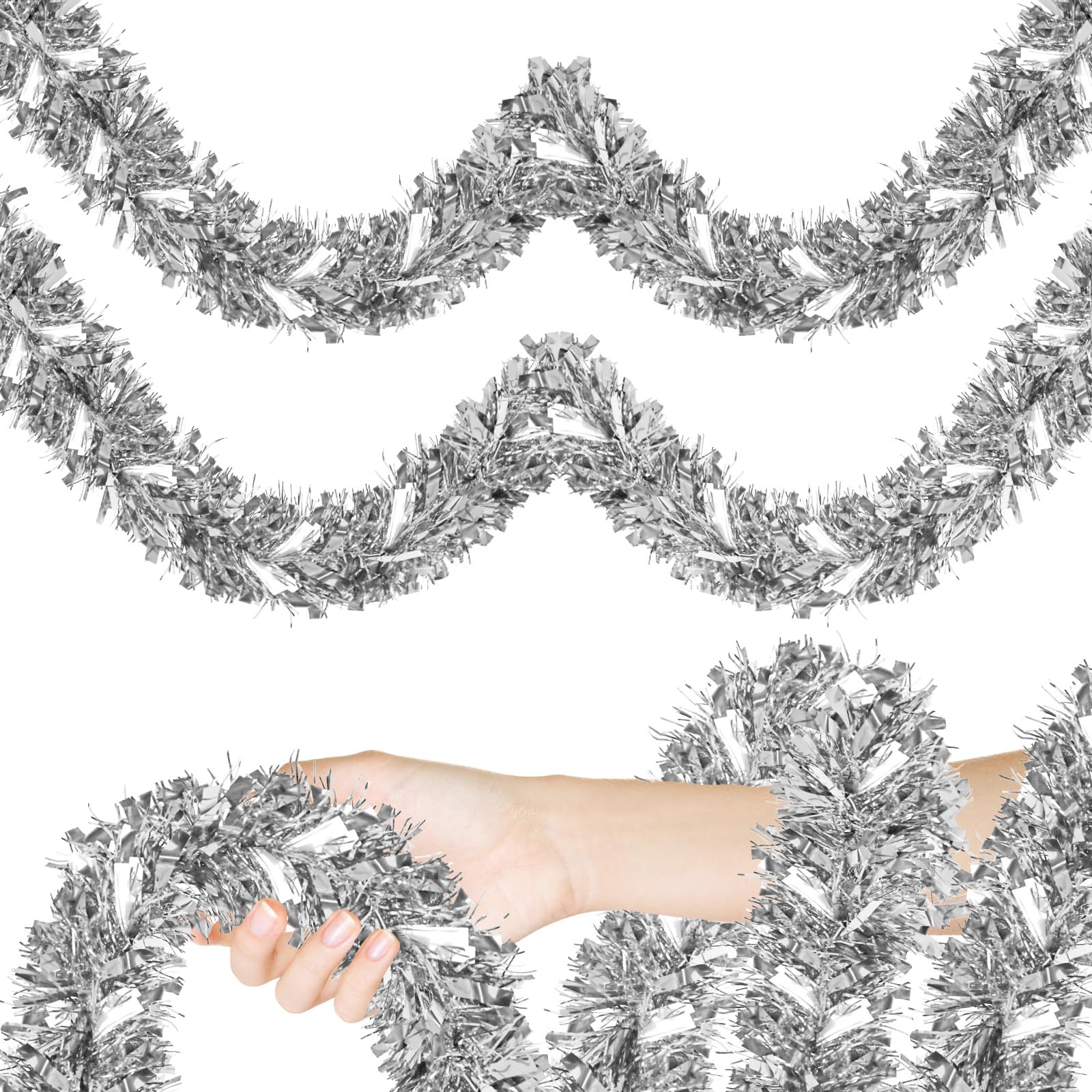 Amazon.com: Prashent 66 FT Artificial Christmas Garland Winter Shiny ...