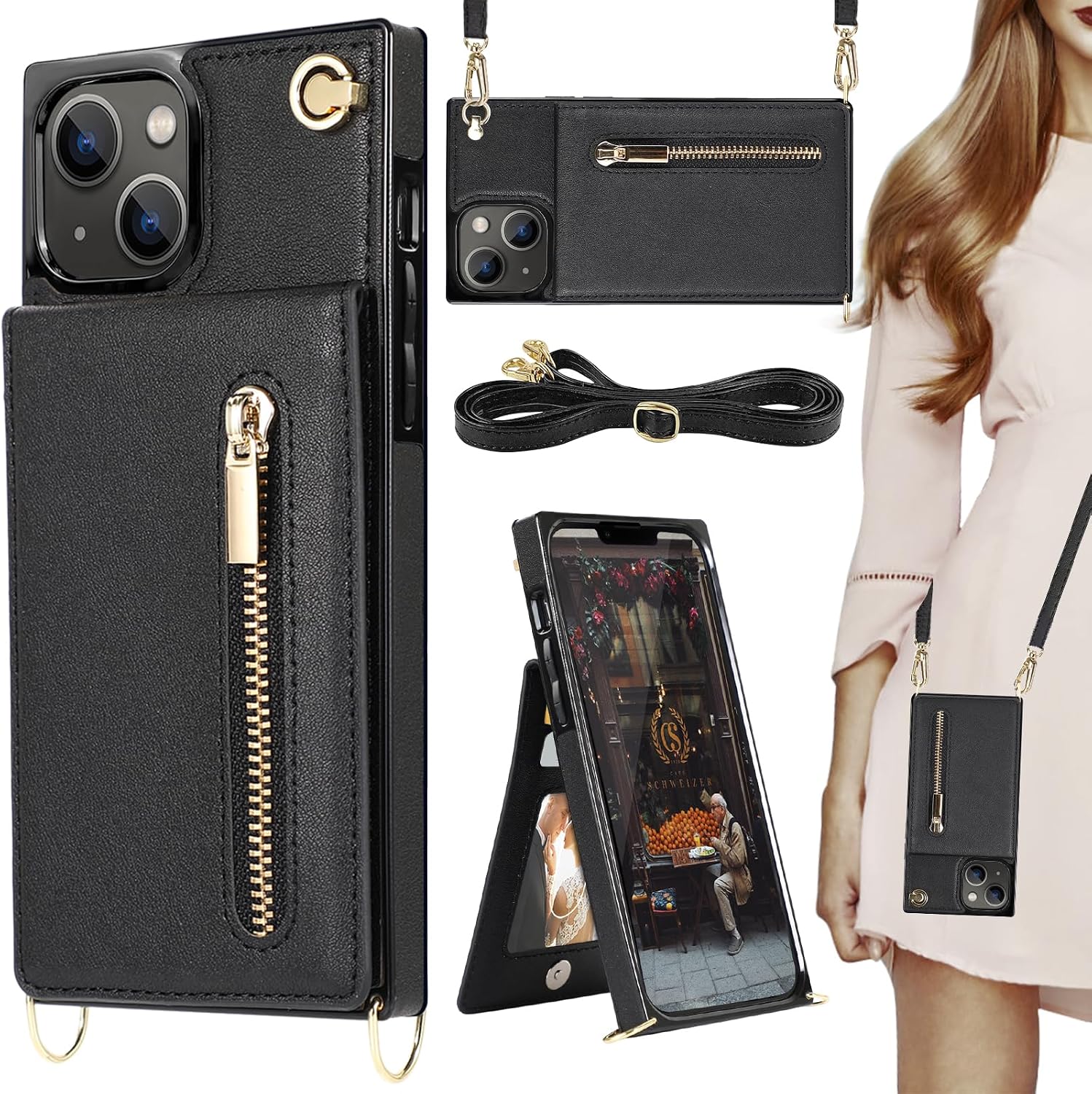 Amazon.com: HOGGU Compatible with iPhone 15 Case with Card Holder [RFID ...