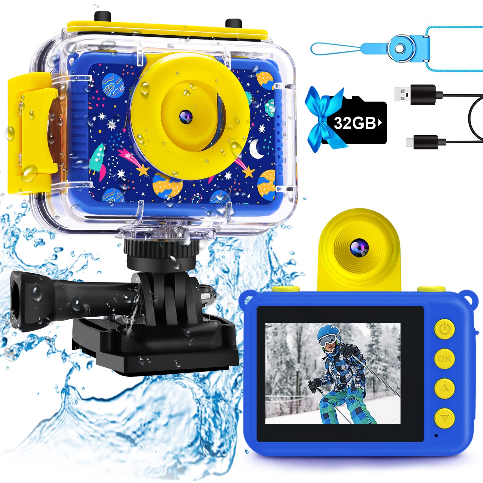 Amazon.com: GKTZ Kids Waterproof Camera - Underwater Camera Birthday ...
