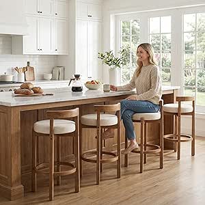 Amazon.com: DUOMAY Linen Bar Stools Set of 4, 30" Bar Height Counter ...