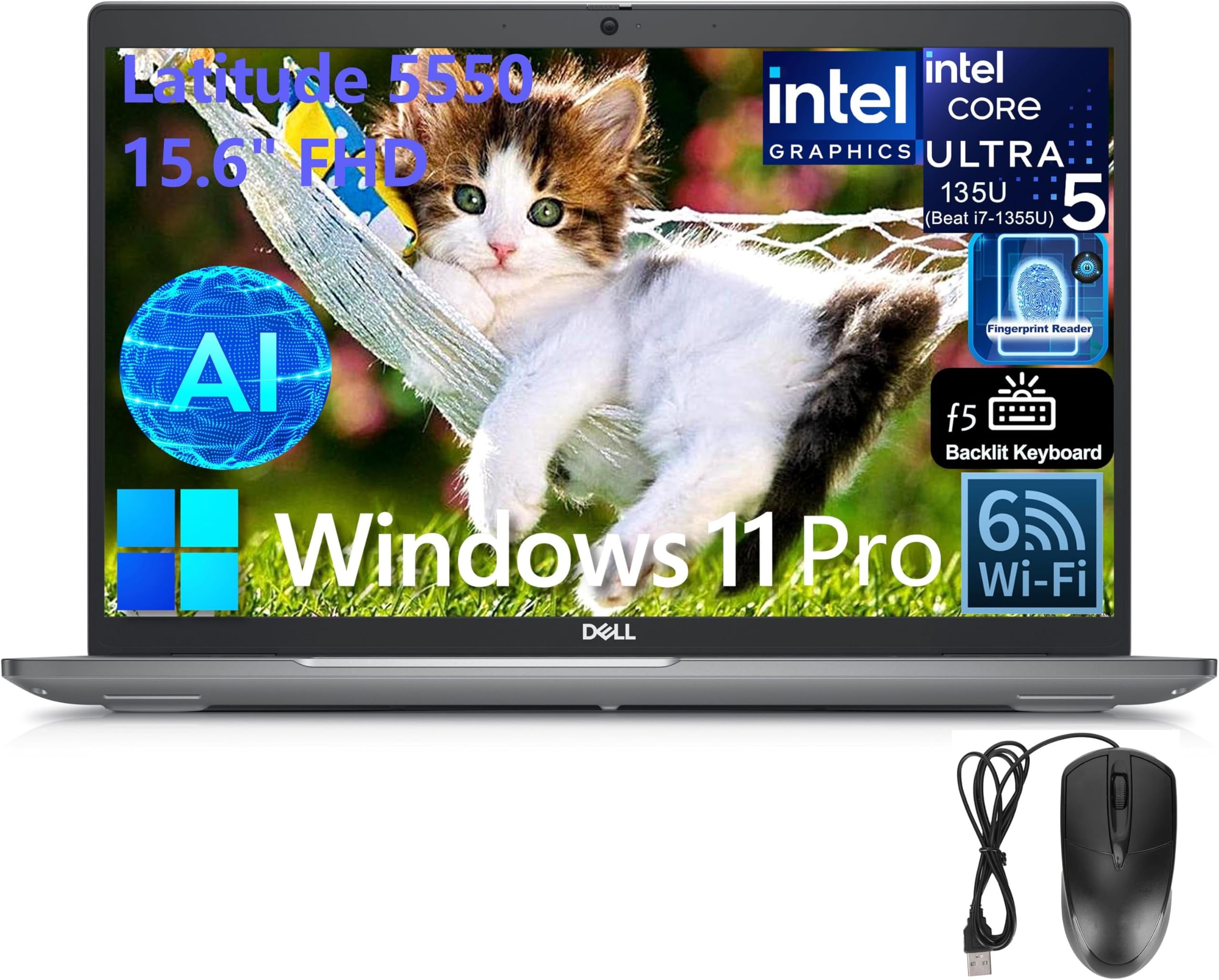 Amazon.com: Dell Latitude 5550 15 5000 15.6" FHD Business AI Laptop Computer, Intel 12-Core ...