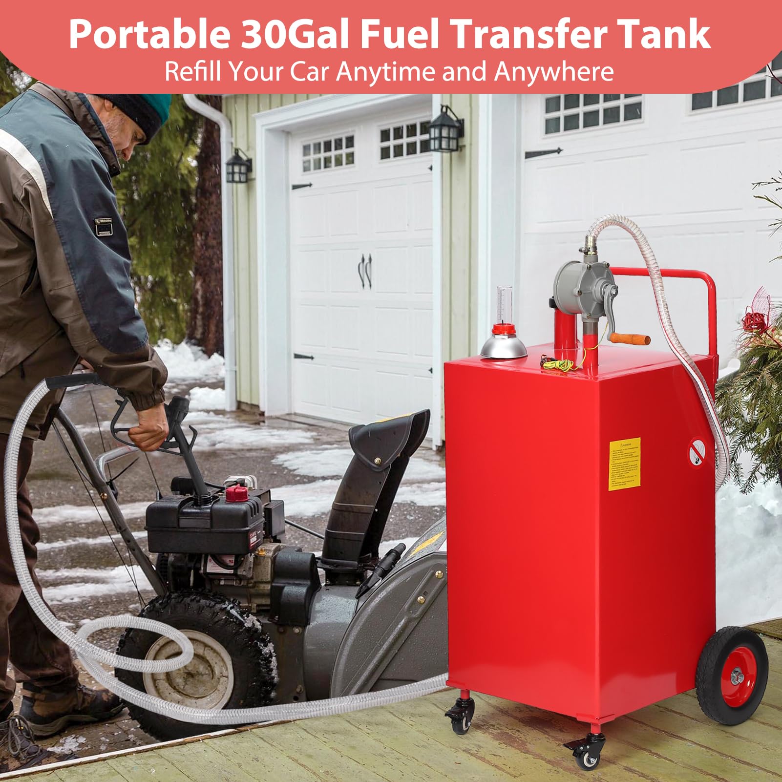 Garvee Fuel Caddy, 30 Gallon Portable Gas Storage Tank On 4 Wheels with ...