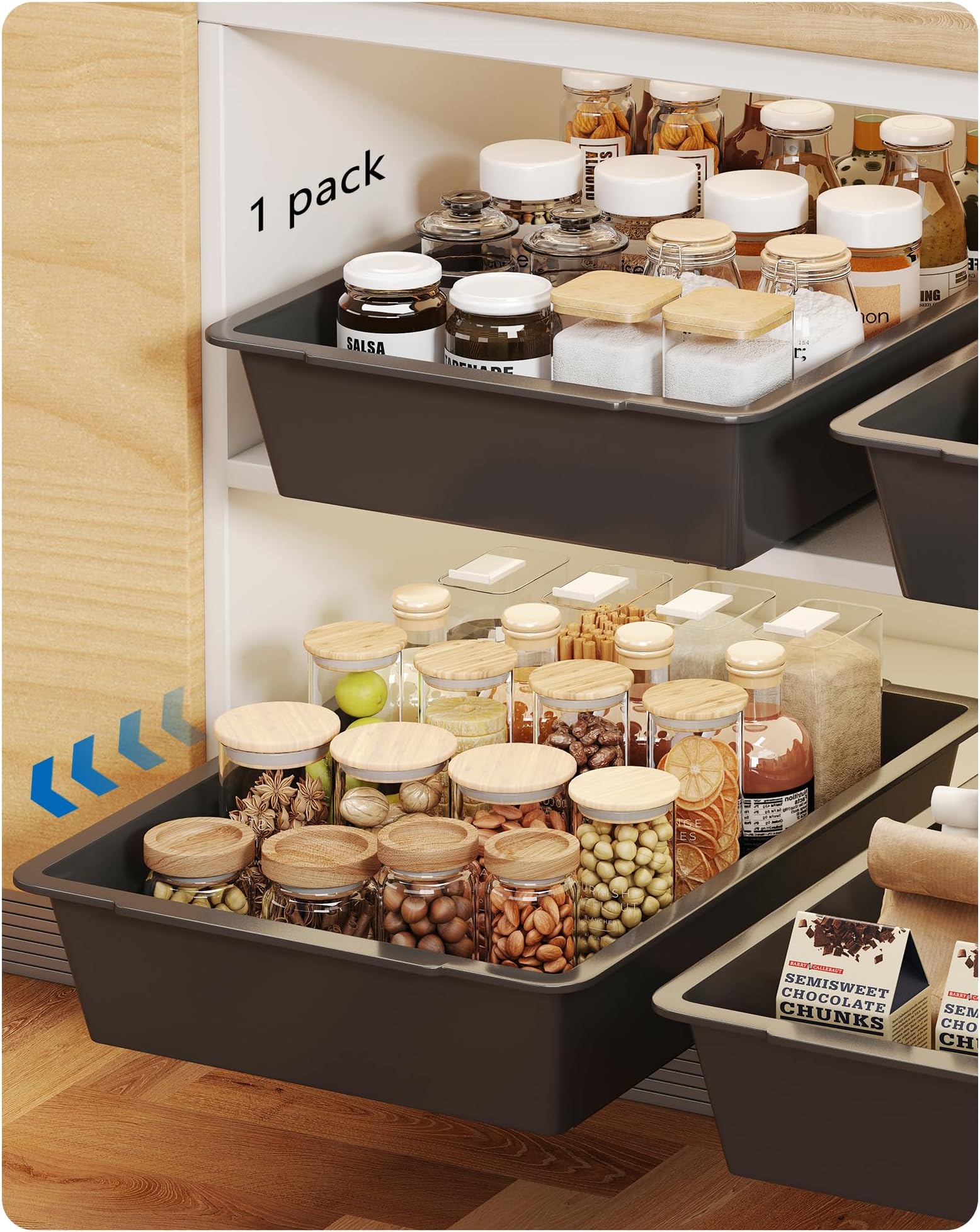 Amazon.com: Pull Out Cabinet Organizer Kitchen Drawers - Peel and Stick ...