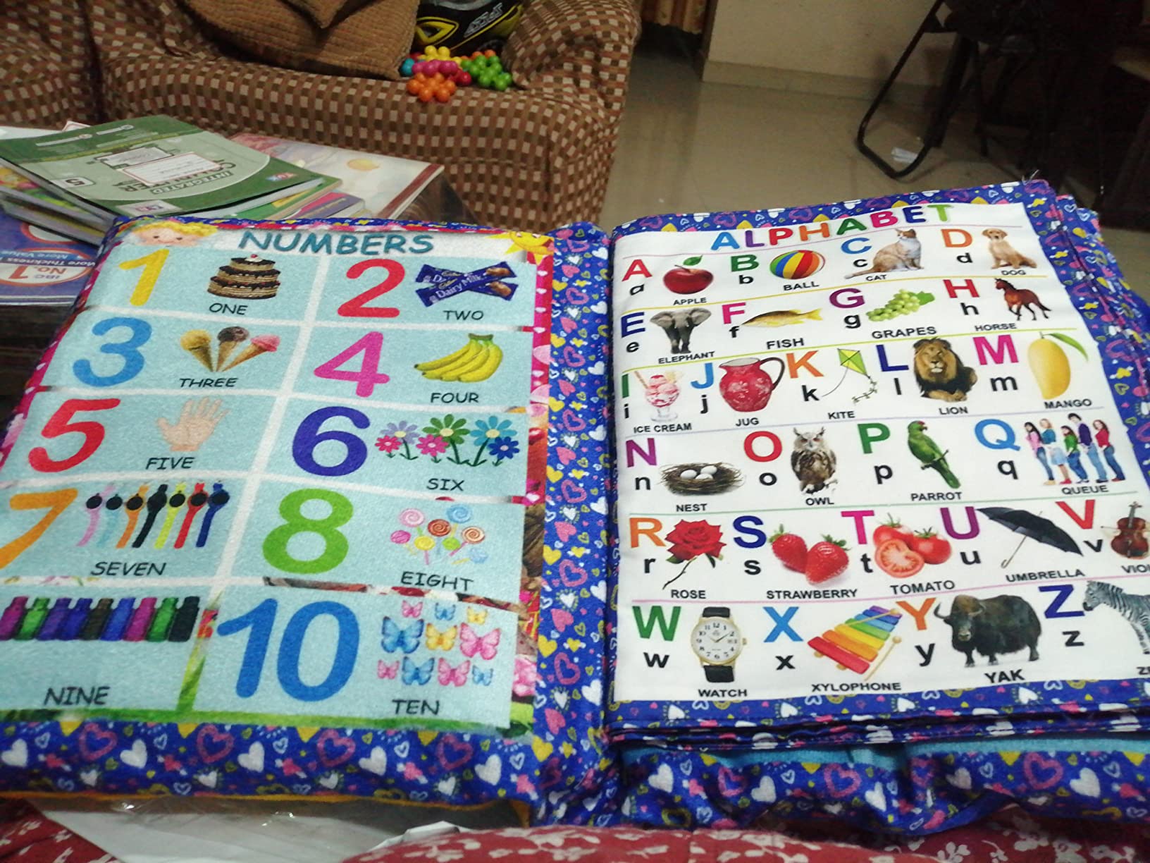 Keshav Creation Velvet Learning Cushion Pillow Book Kids with English ...