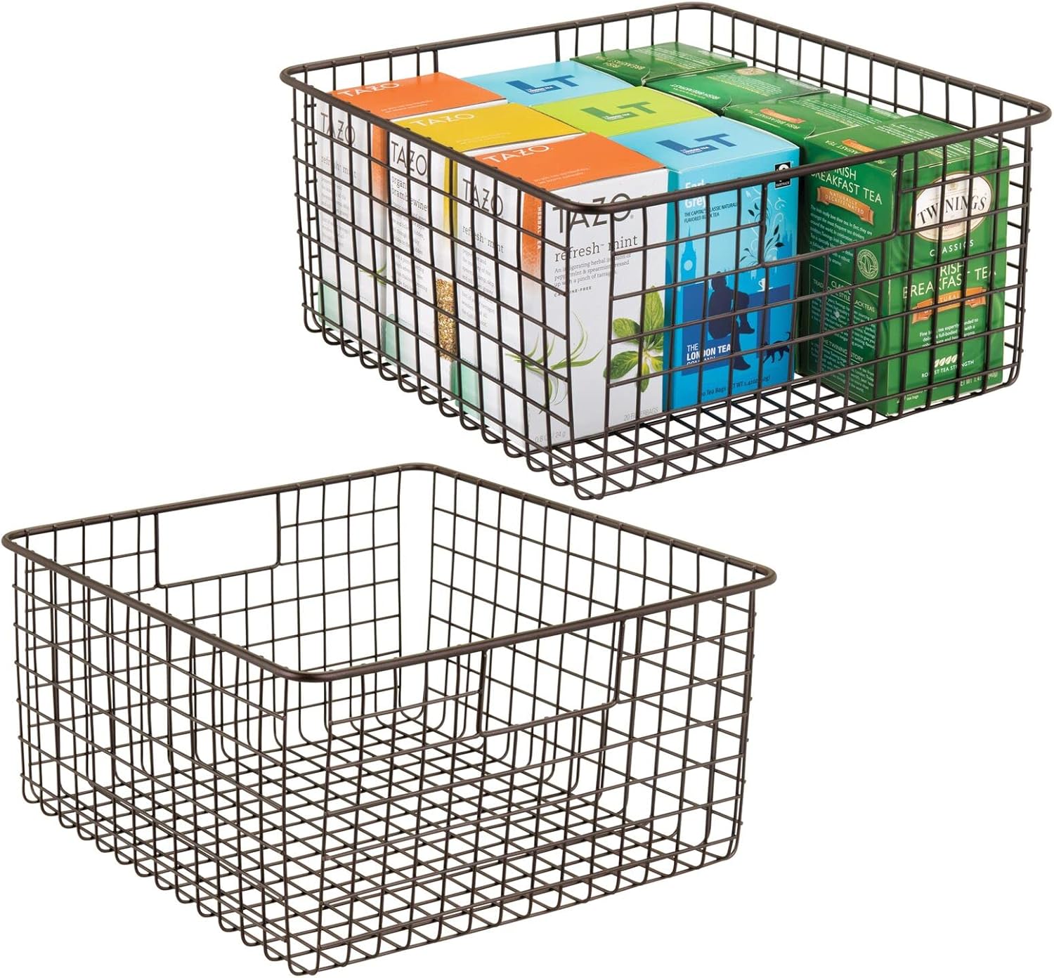 mDesign panier de rangement polyvalent (lot de 2) – boîte en métal pour ...
