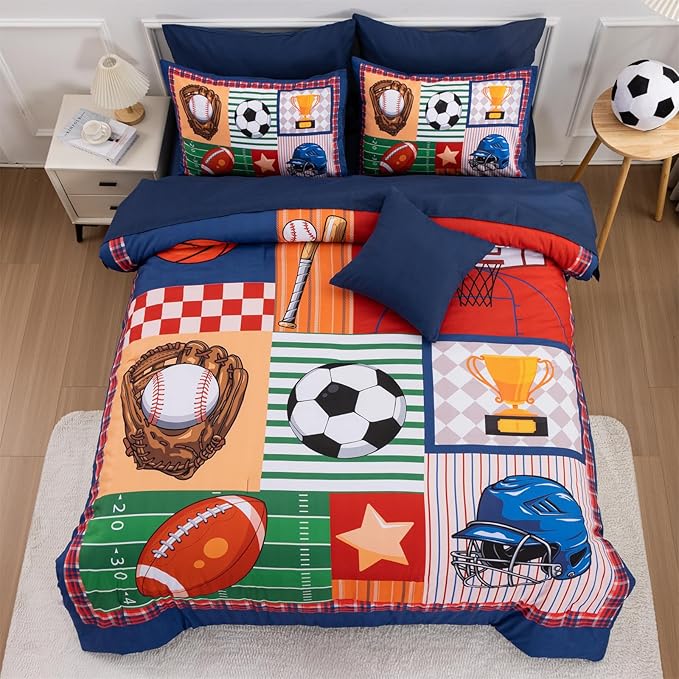 Amazon.com: A Nice Night Sports Ball Plaid Patchwork for Boys ...