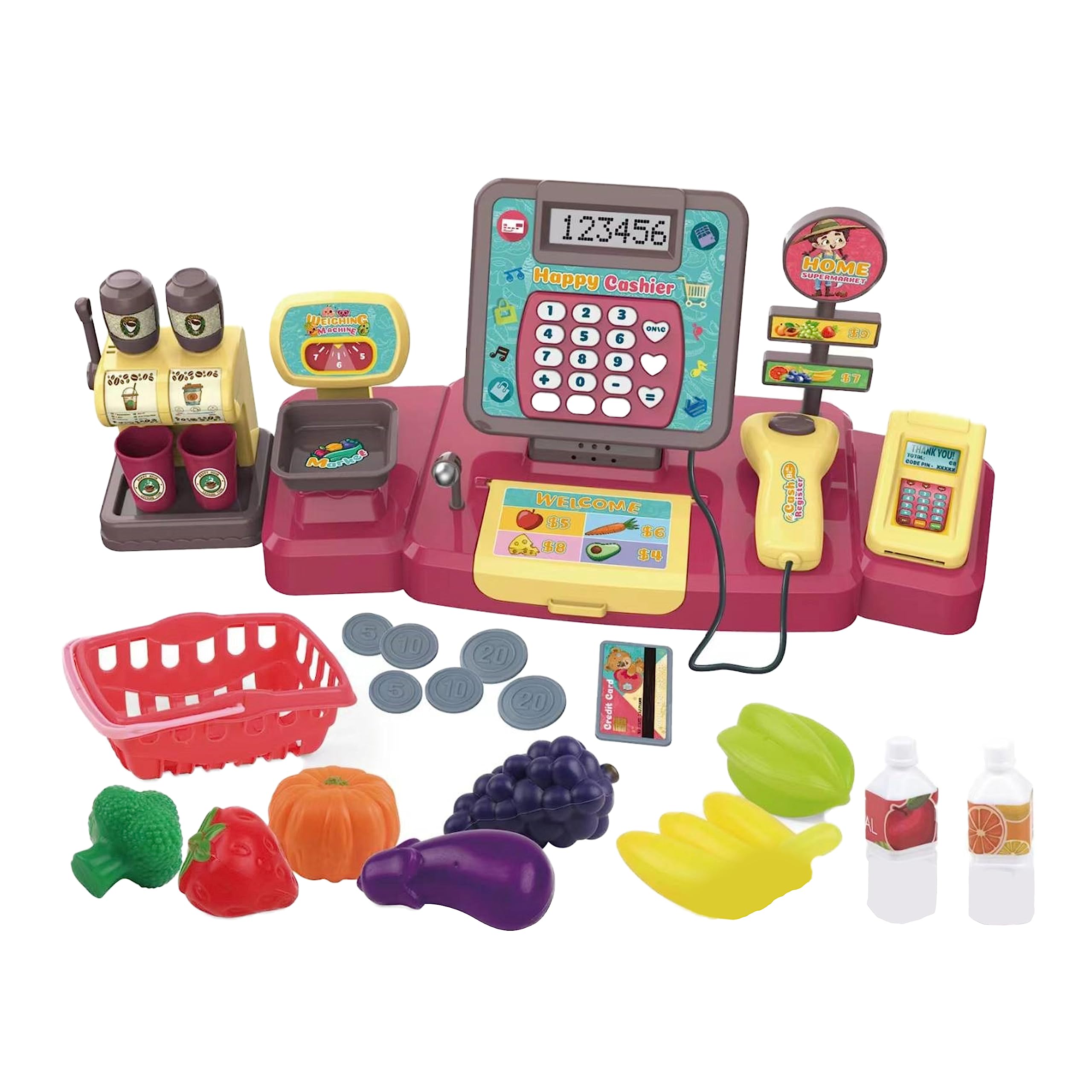 Bambibo Toy Cash Register For Kids - 48 Pieces, Kids Cash Register With ...