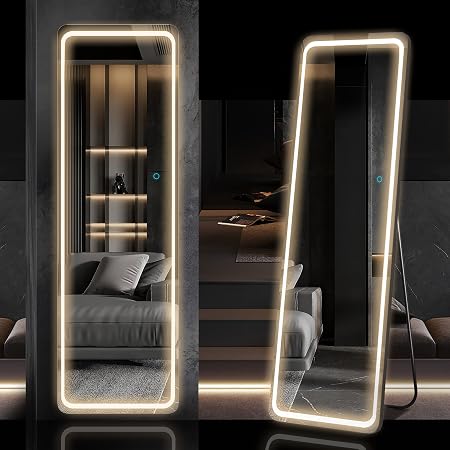 Amazon.com: LVSOMT 63"x20" Full Length Mirror with LED Lights, Full ...