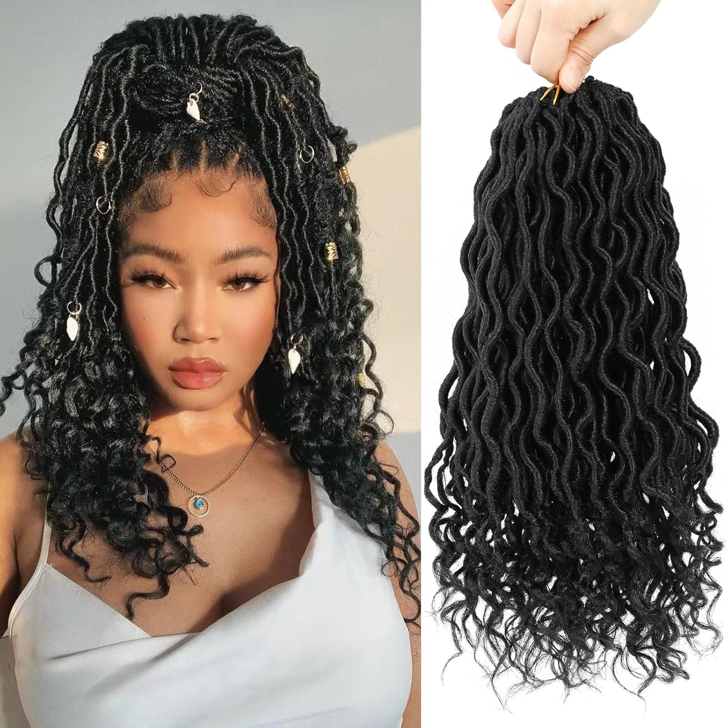 Amazon.com : Goddess Locs Crochet Hair 14 Inch 6 Packs Pre Looped ...