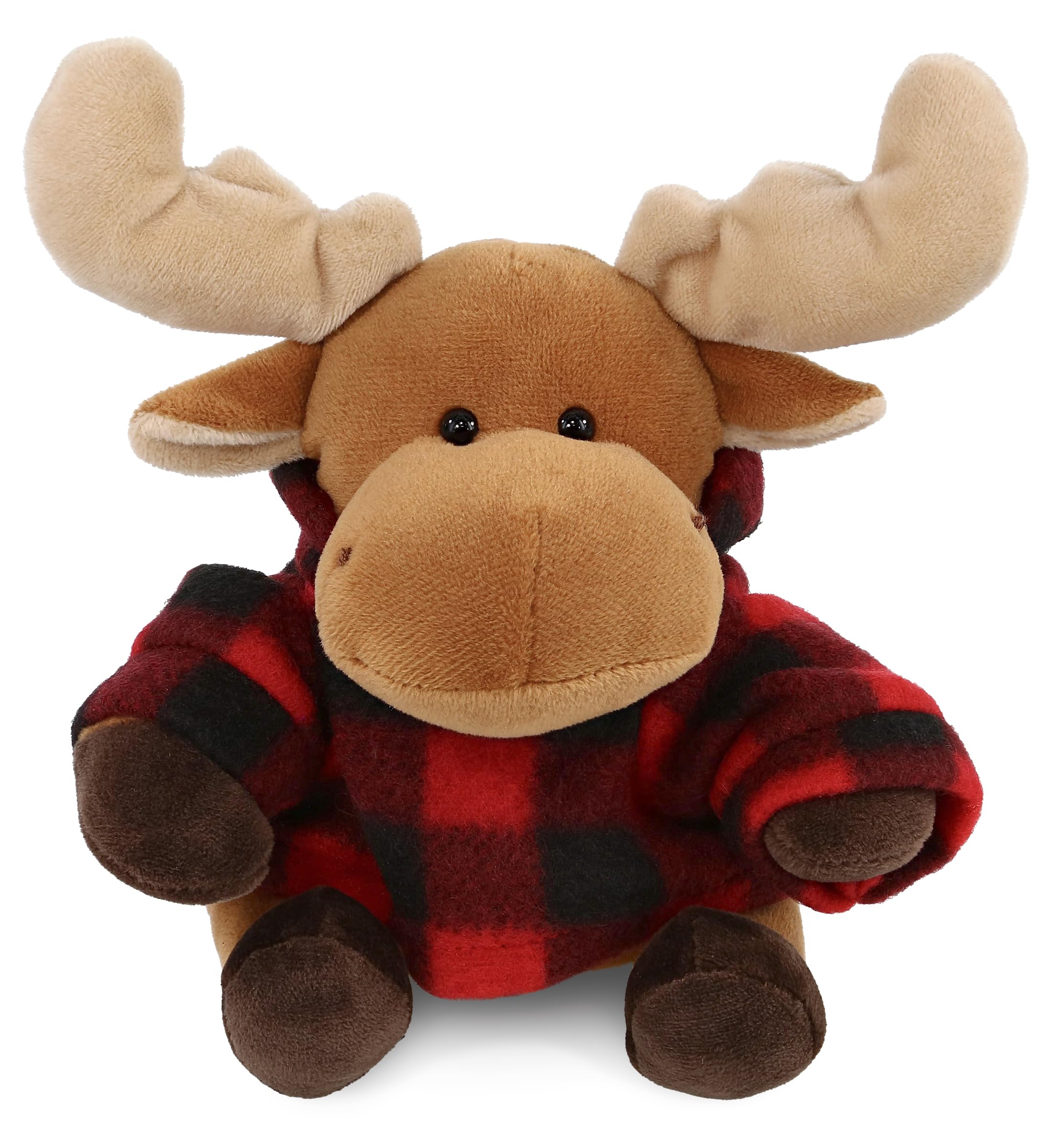 Amazon.com: DolliBu Super Soft Moose Stuffed Animal with Plaid Red ...