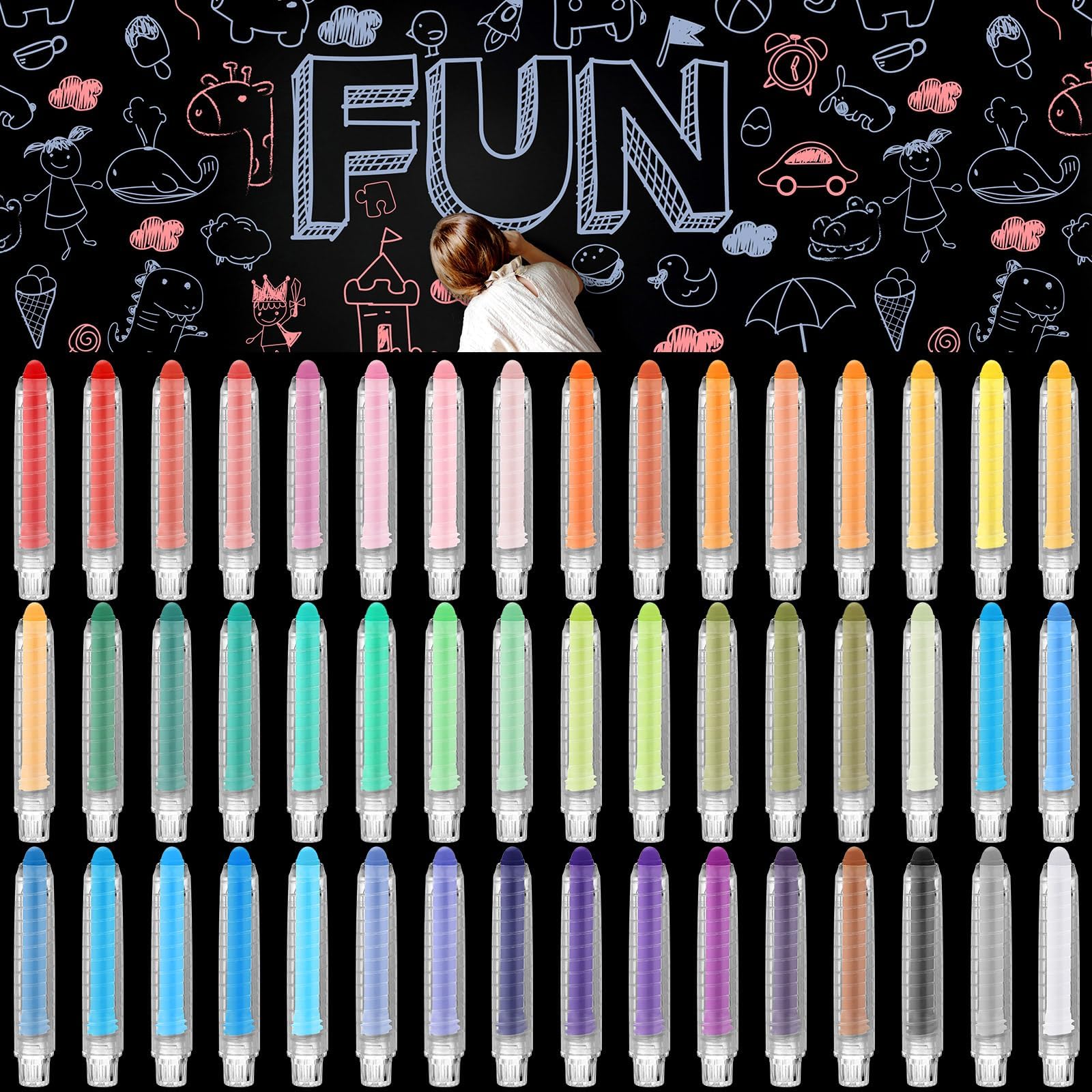 Amazon.com: Ctosree 48 Pcs Dustless Chalk Set with Holder Colored Chalk ...