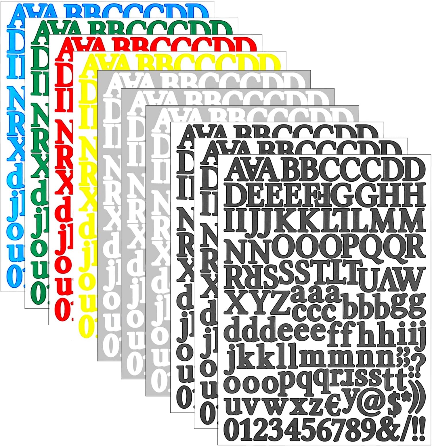 Amazon.com: 10 Sheets Alphabet Stickers, 12 Colors Self-Adhesive Number ...