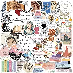 Amazon.com: 50pcs Jane Stickers Pack, British Novelist Aesthetic Vinyl ...