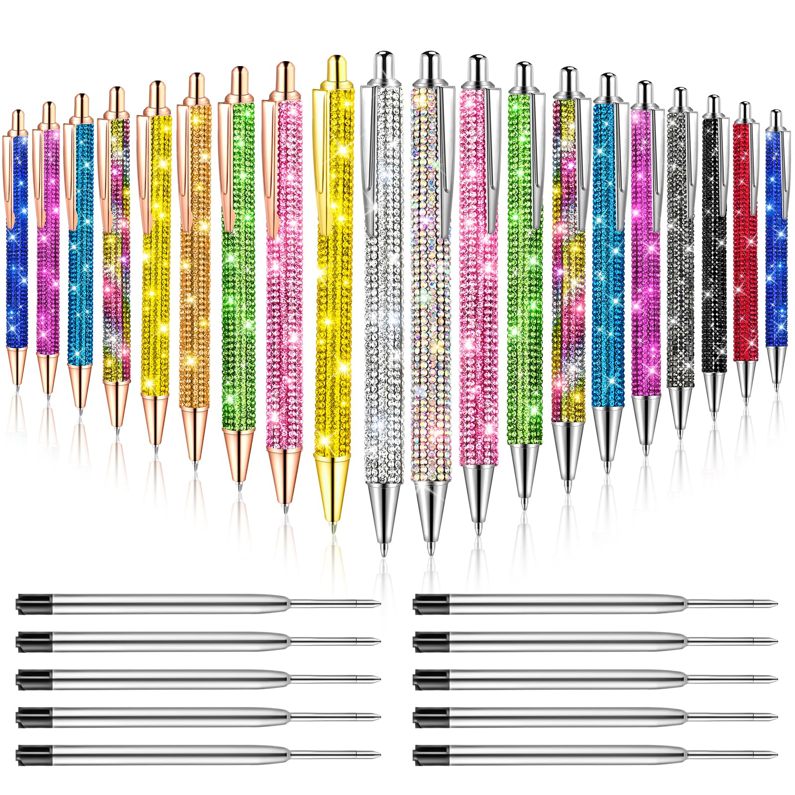 Amazon.com : ZSMKJIAYE 20Pcs Rhinestone Pens Bling Metal Ballpoint ...