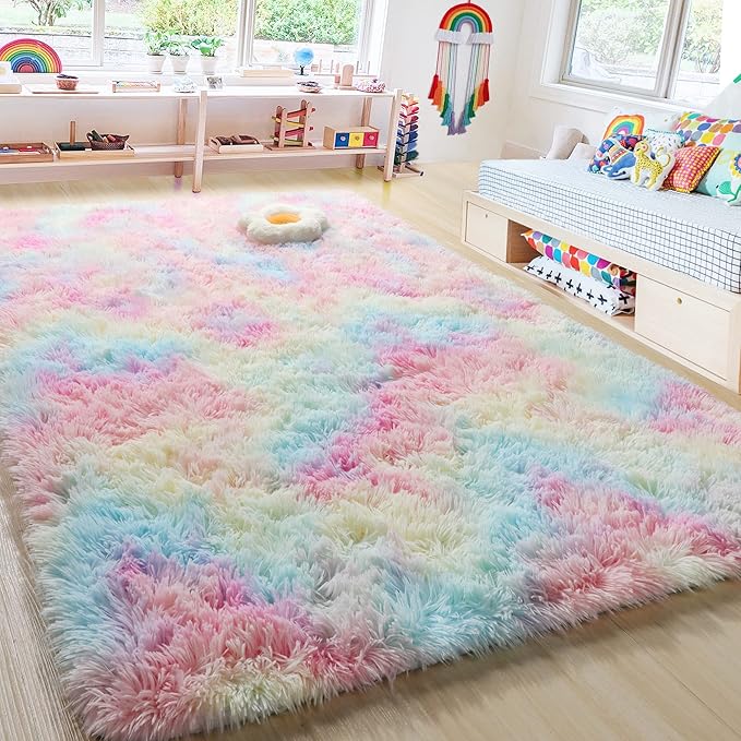 Amazon.com: RUGTUDER 5x8 Rainbow Colorful Area Rugs for Girls Bedroom ...