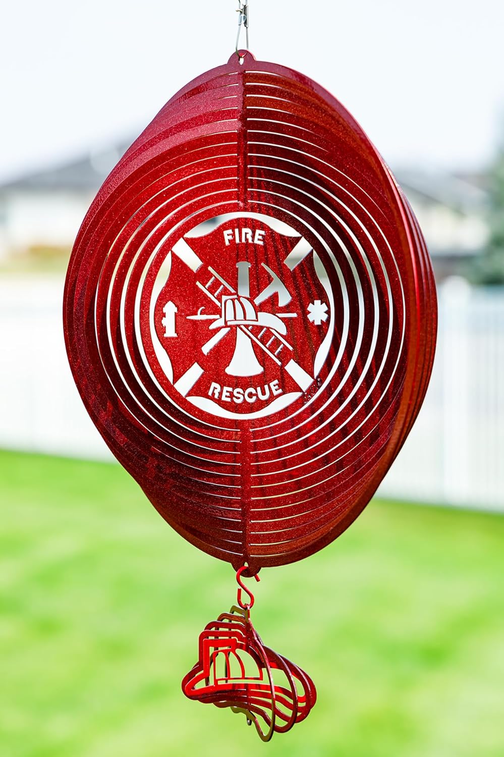 Amazon.com: SWEN Products Fire Rescue Circle Swirly Metal Wind Spinner ...