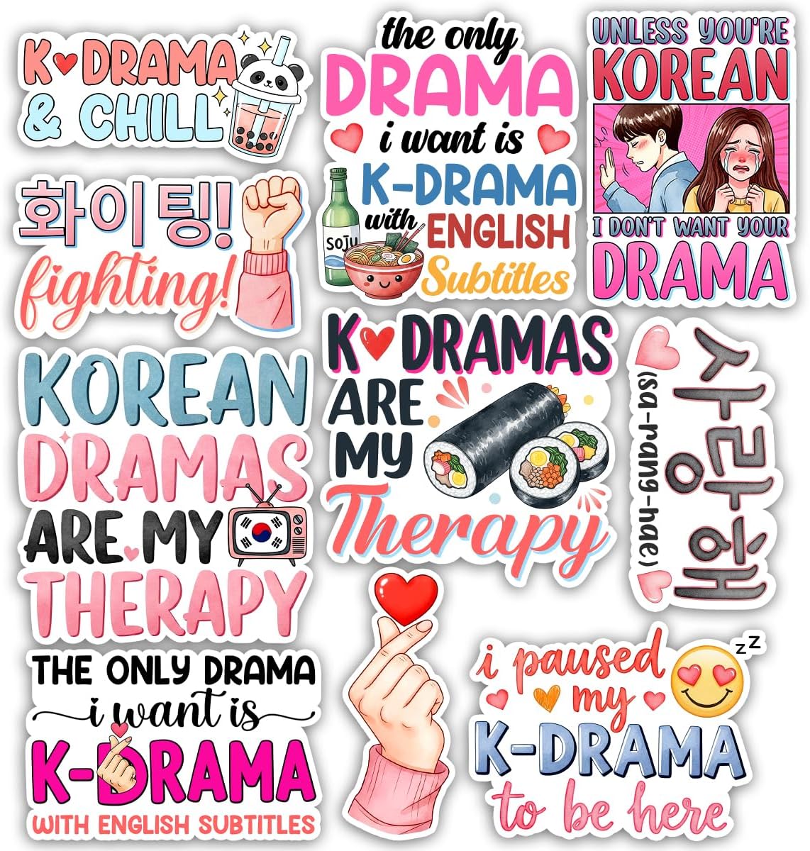 Amazon.com: TODOLIA (10Pcs-3in) Funny K-Drama Sticker Pack, Cute Girly ...