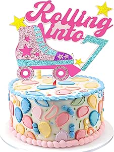Amazon.com: Rolling into 7th Theme Cake Toppers Happy 7th Birthday Cake ...