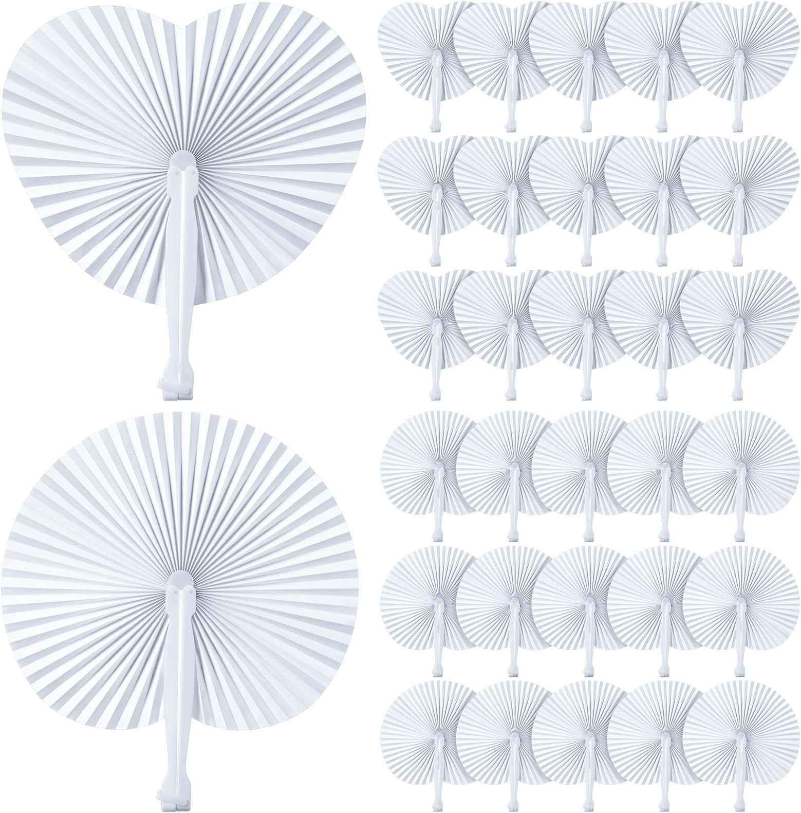 Amazon.com: Jetec 60 Pcs Folding White Paper Fans Folding Wedding Round ...