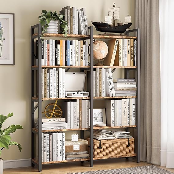 Amazon.com: oneinmil 5 Tier Large Book Shelf, 47'' Double Wide ...