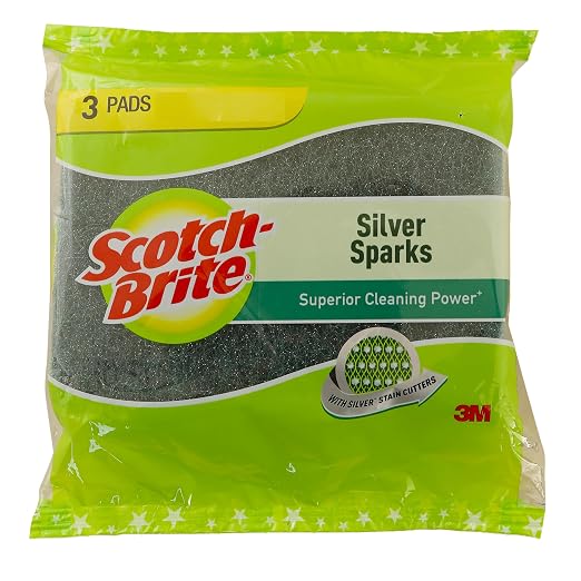 Scotch-Brite Silver Sparks Scrub Pad (Green, 3-Pieces) : Amazon.in ...