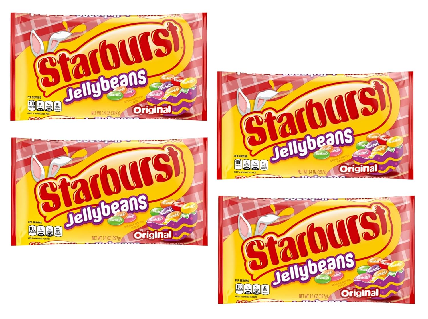 Amazon.com : Starburst Jelly Beans 4-Pack – Sweet Fruit Candy Bulk Pack ...