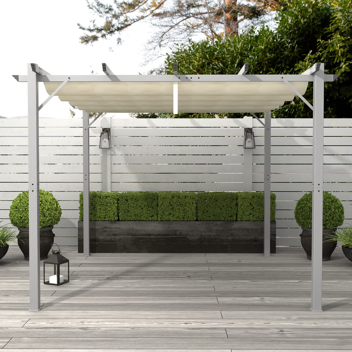 Cloud Mountain Outdoor Pergola Gazebo With Retractable Canopy Steel ...