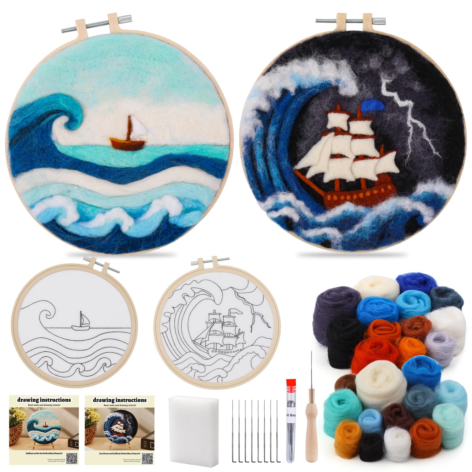 Amazon.com: QMNNMA Needle Felting Kits, Wool Felting Kit with Picture ...