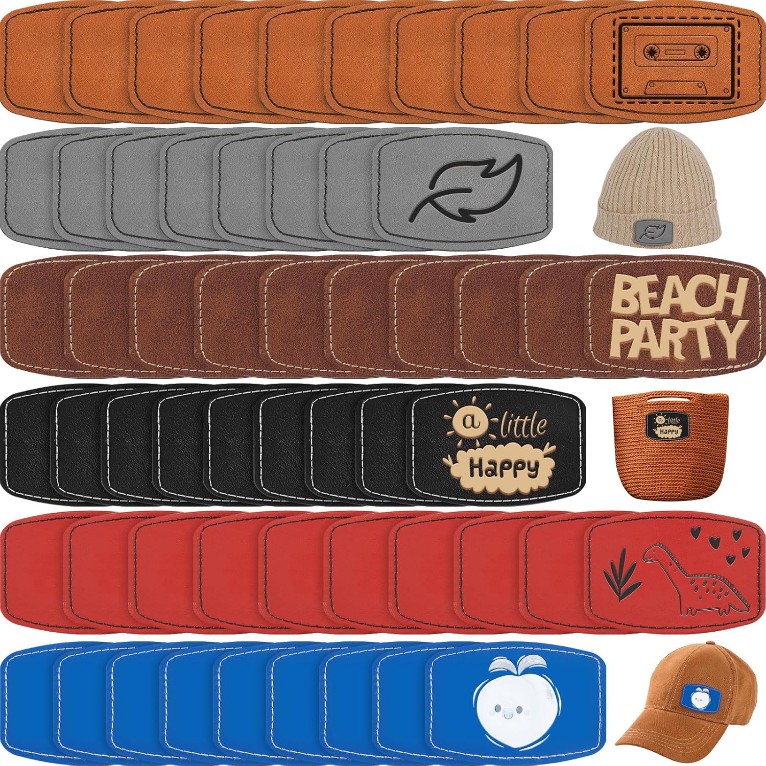 Amazon.com: Dunzy 60 Pcs Blank Leatherette Hat Patches with Adhesive ...