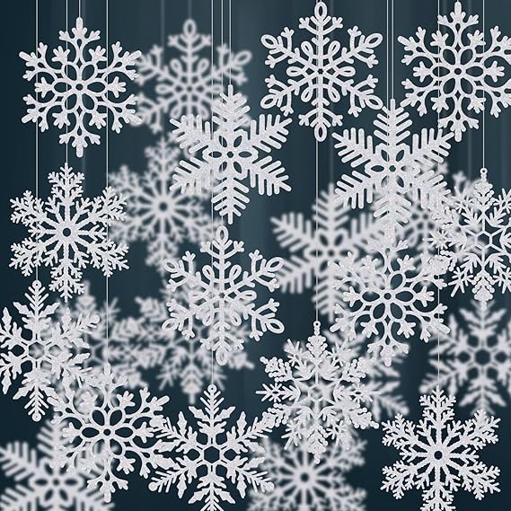 Amazon.com: 24 Pcs 15.8'' Large Snowflake Decorations – Giant Hanging ...