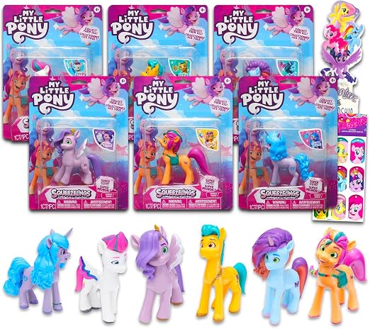 Amazon.com: My Little Pony Mini Figures 6 Pack - Toy Bundle With 4 ...