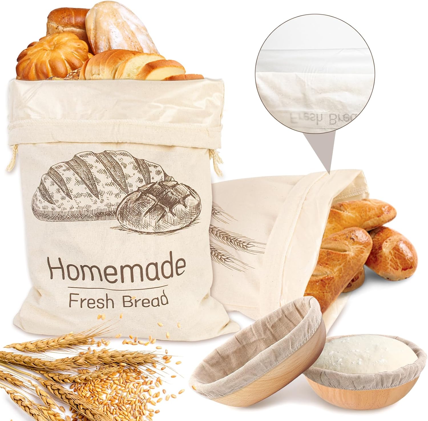 Amazon.com: Large Bread Bags for Homemade Sourdough Bread Bags - 20" x ...