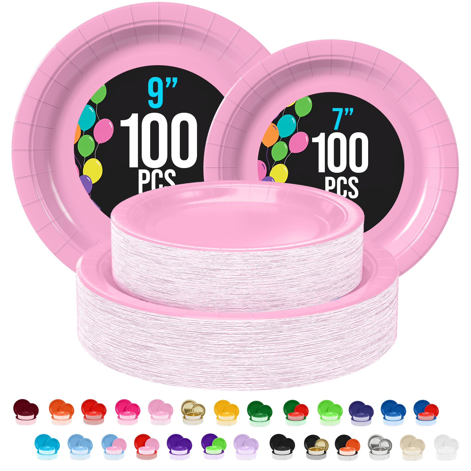 Amazon.com: Exquisite Pink Paper Plates Disposable 200 Pcs Plates Set ...