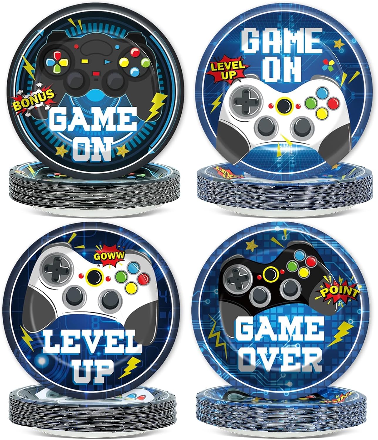 Amazon.com: 48PCS Video Game Birthday Plates Video Gaming Themed Party ...