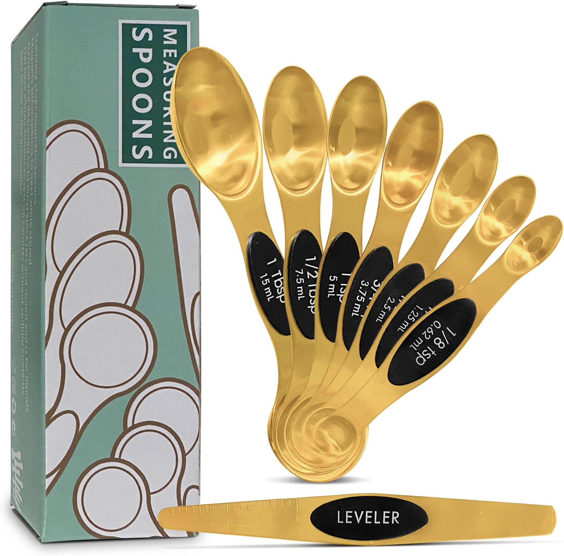 Amazon.com: Magnetic Measuring Spoons Set of 9, Stainless Steel Cooking ...