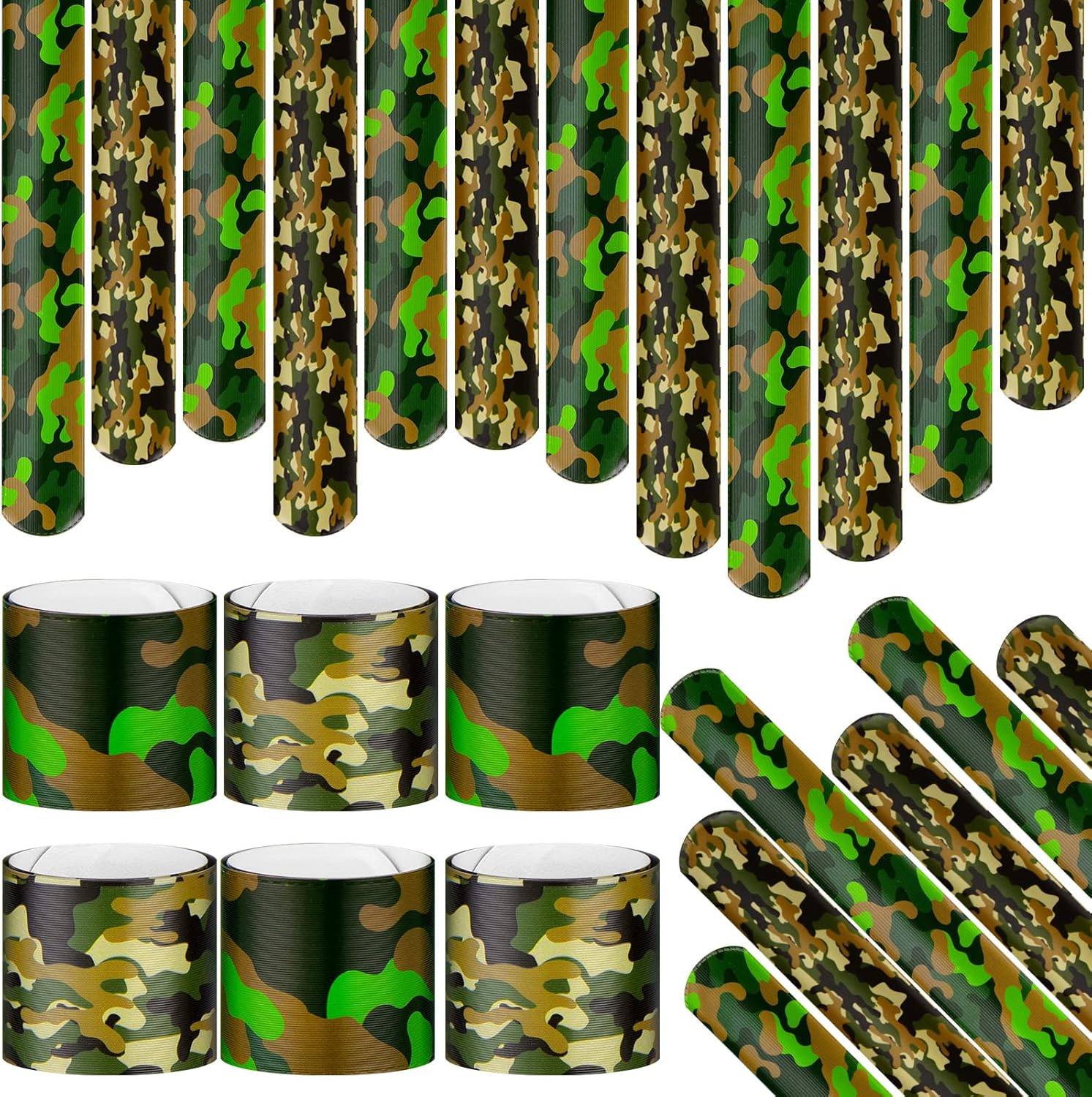 Amazon.com: 24 Pieces Camo Slap Bracelets for Kids Assorted Army Slap ...