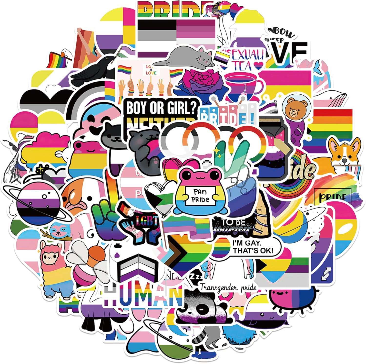 Amazon.com: Famnaer 100PCs LGBT Stickers, LGBTQ Rainbow Love Vinyl ...