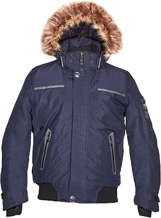 POINT ZERO Arctic Hooded Bomber Jacket Winter Coat for Men (Navy ...