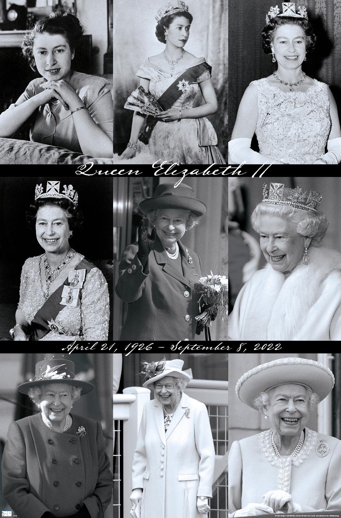 Amazon.com: Trends International Queen Elizabeth II - Grid Wall Poster ...