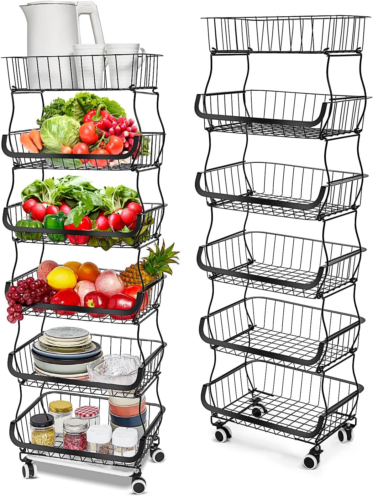 Amazon.com: Simple Trending 6 Tier Rolling Cart, Stackable Fruit ...