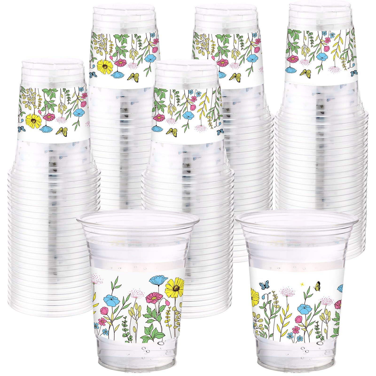 Amazon.com: Hushee 60 Pcs Flower Spring Summer Disposable Cups Floral ...